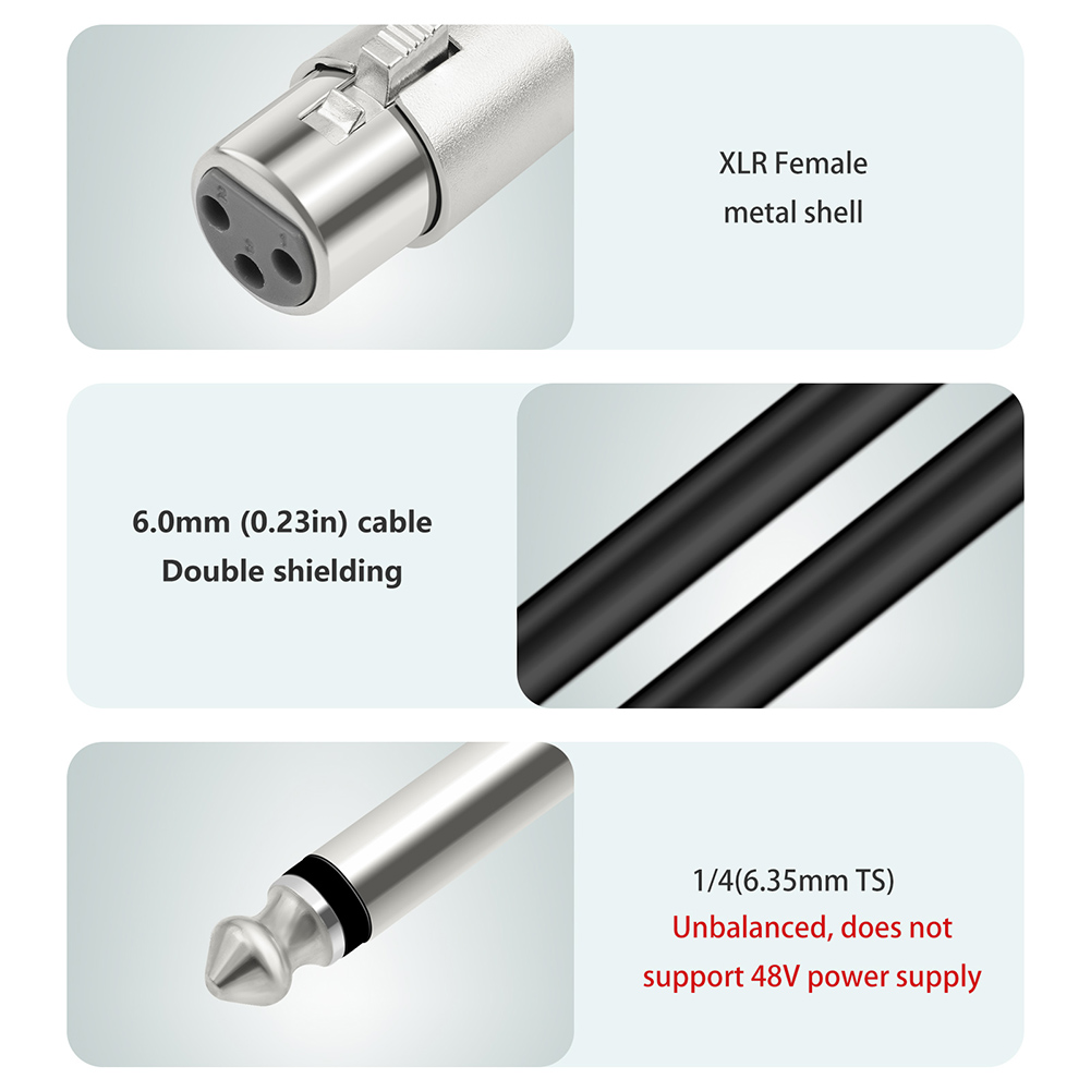 Cable de micrófono desequilibrado Jack 635 mm TS 1/4 a cable de micrófono XLR | Walmart en línea