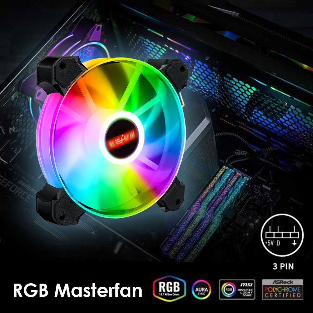 120mm Addressable RGB PC Case Cooling Fan with 2 Hydraulic Bearings for ...